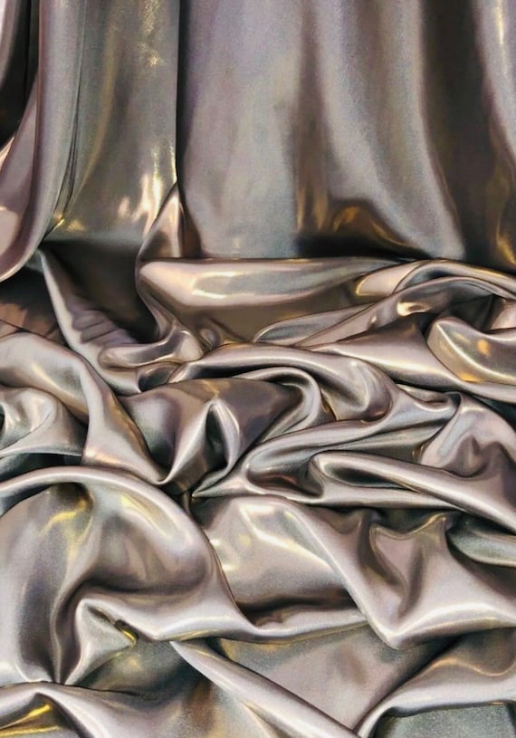 1 Meter Shiny Silver Grey/gold Wet Look Shimmer Satin Fabric - Etsy