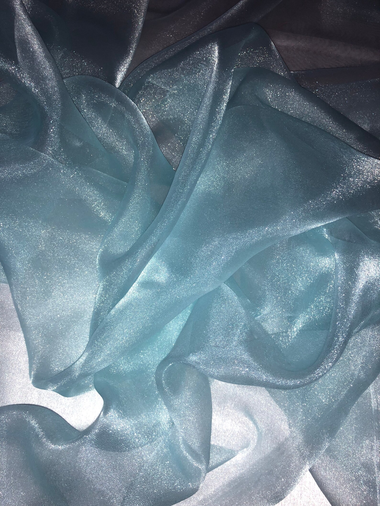 1 Meter Sky Blue Crystal Organza Fabric 58” Wide Dress Bridal ...