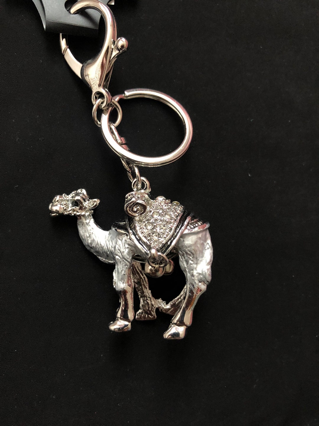 Black/silver Camel Rhinestone Keyring Keychain Bag Charm Gift Diamante ...