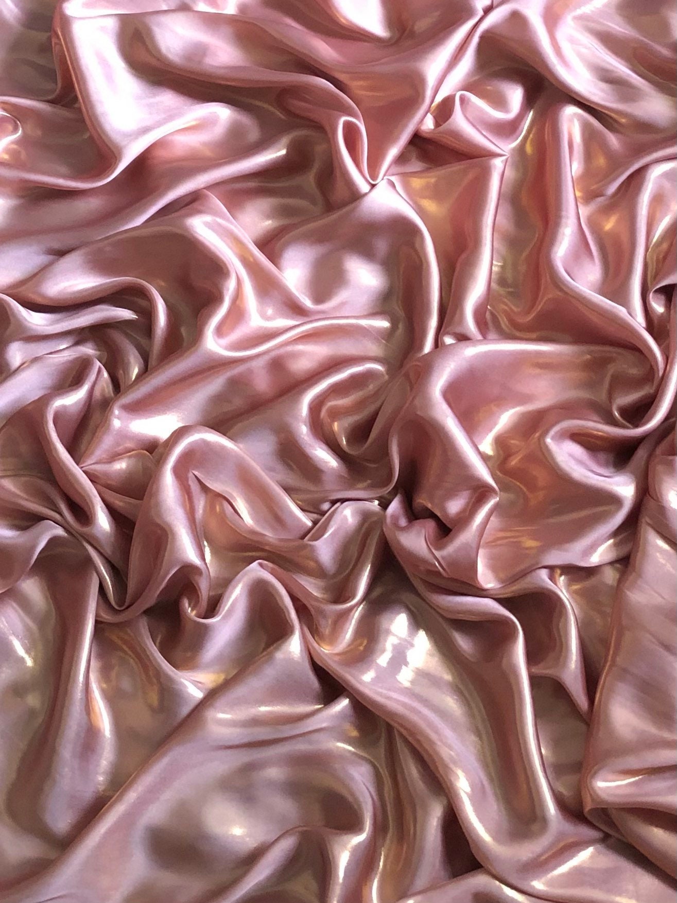 1 Meter Shiny Pearl Peach/gold Wet Look Shimmer Satin Fabric 58” Wide ...
