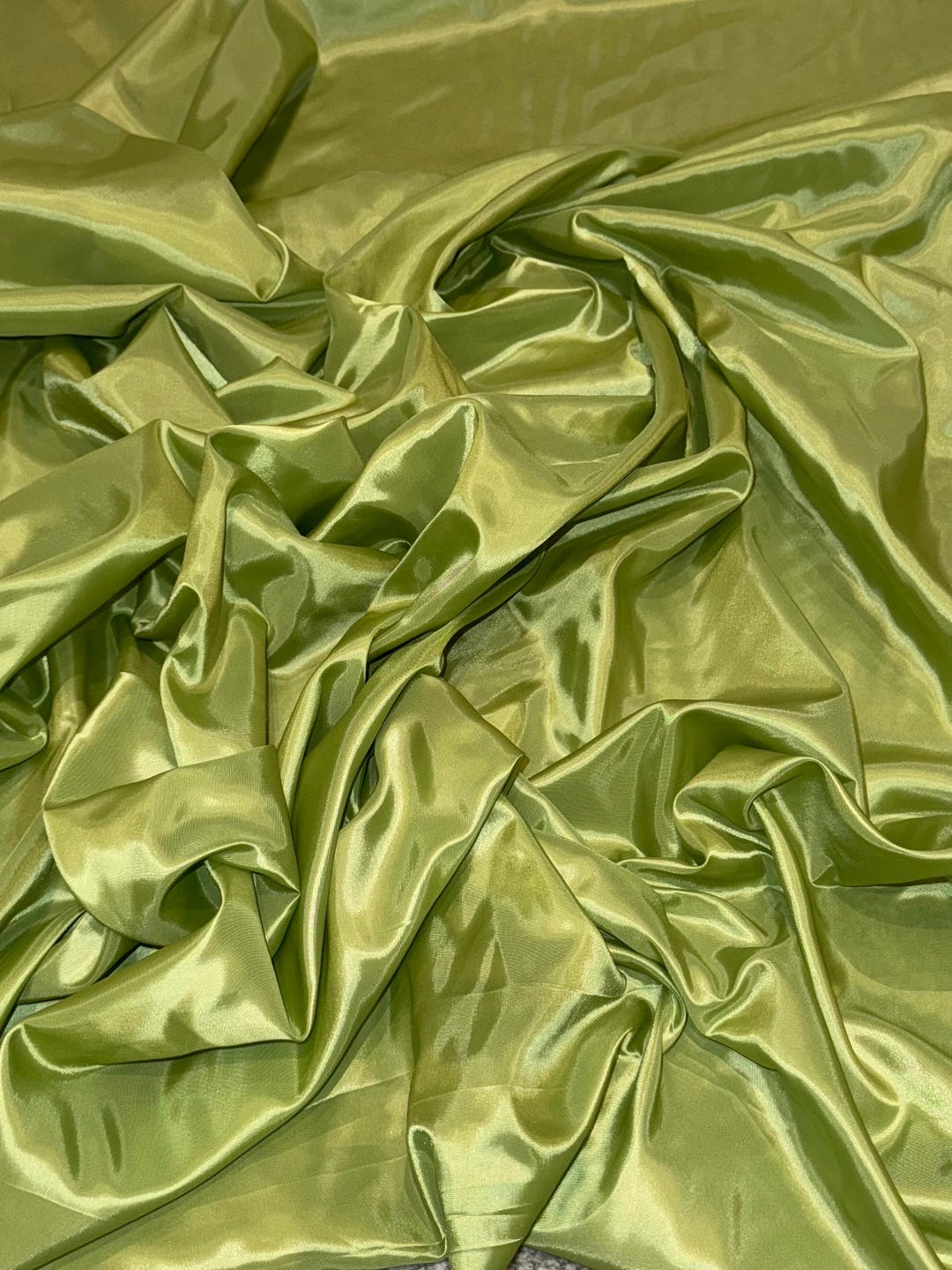 1 Meter Shiny Lime Green Anti Static Shiny Polyester Lining Fabric ...