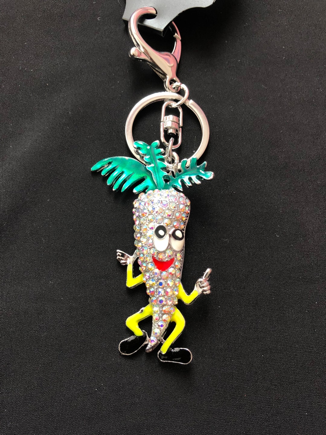 Silver Radish Rhinestone Keyring Keychain Bag Charm Gift Diamante - Etsy UK