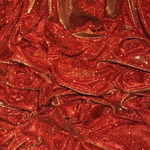 1 MTR Red/gold Two Tone Sparkly Glitter Stretch Moonlight Fabric 58”wid ...