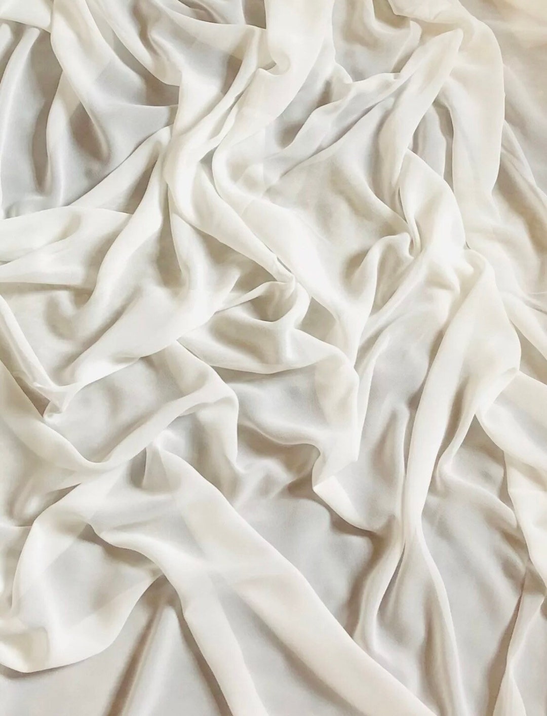 Ivory Georgette Chiffon Fabric 58” Wide Semi Transparent Dress Bridal ...