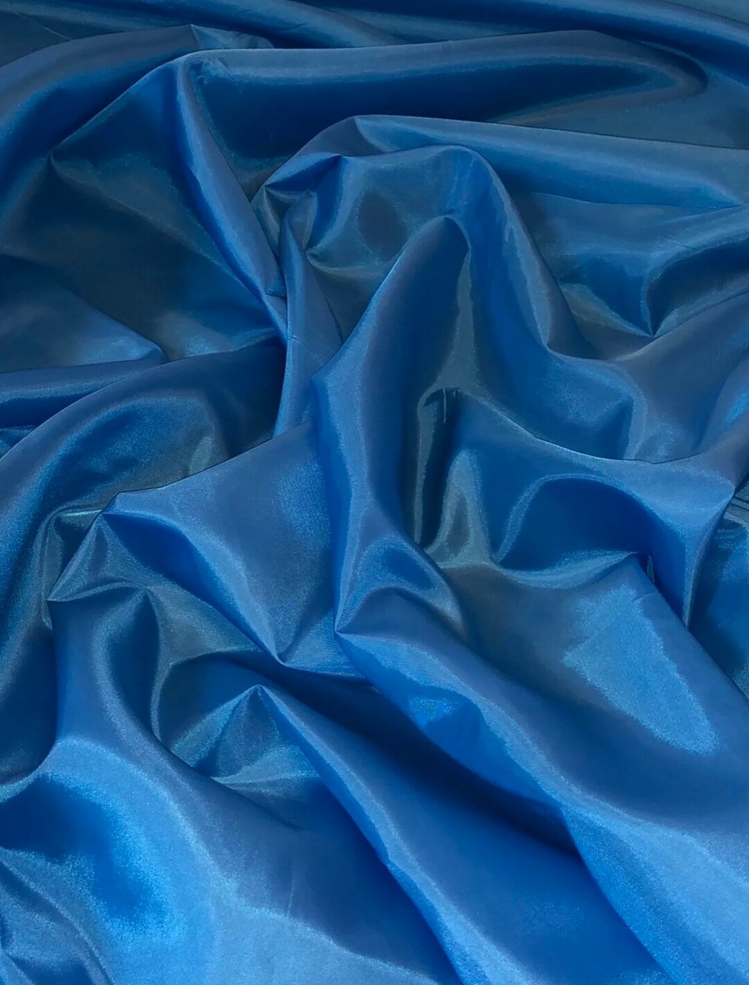 1 Meter Blue Quality Anti Static Shiny Polyester Lining Fabric Dress ...