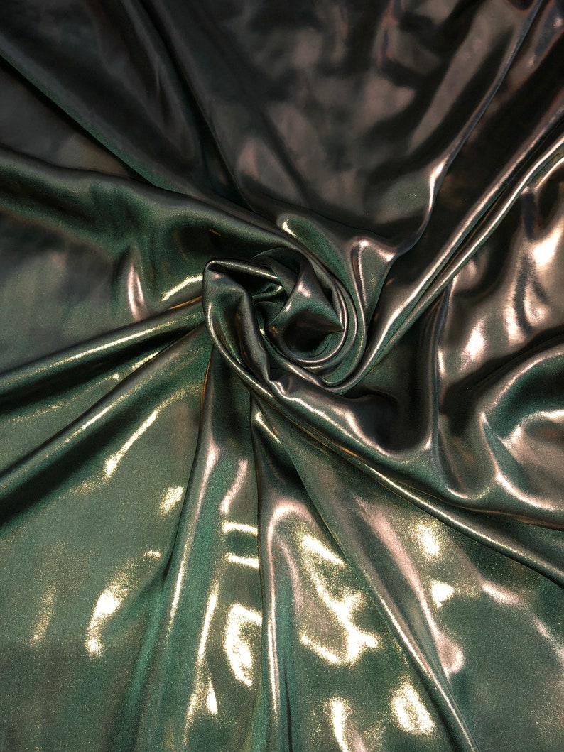 1 Meter Bottle Green Gold Wet Look Shimmer Satin Fabric Bridal - Etsy