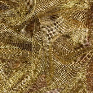 1 Meter Gold Sparkly Metallic Fish Net Chain Mail Mesh Fabric 58” Wide ...