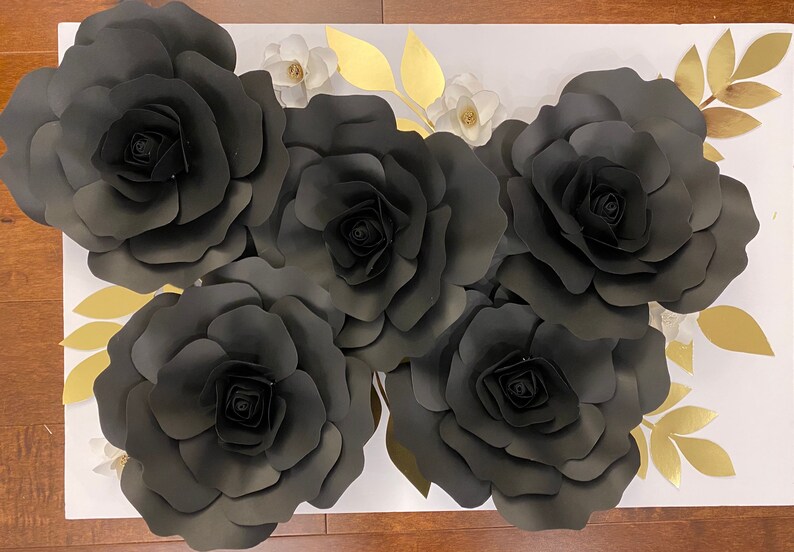 Black Paper Flower Rose - Etsy