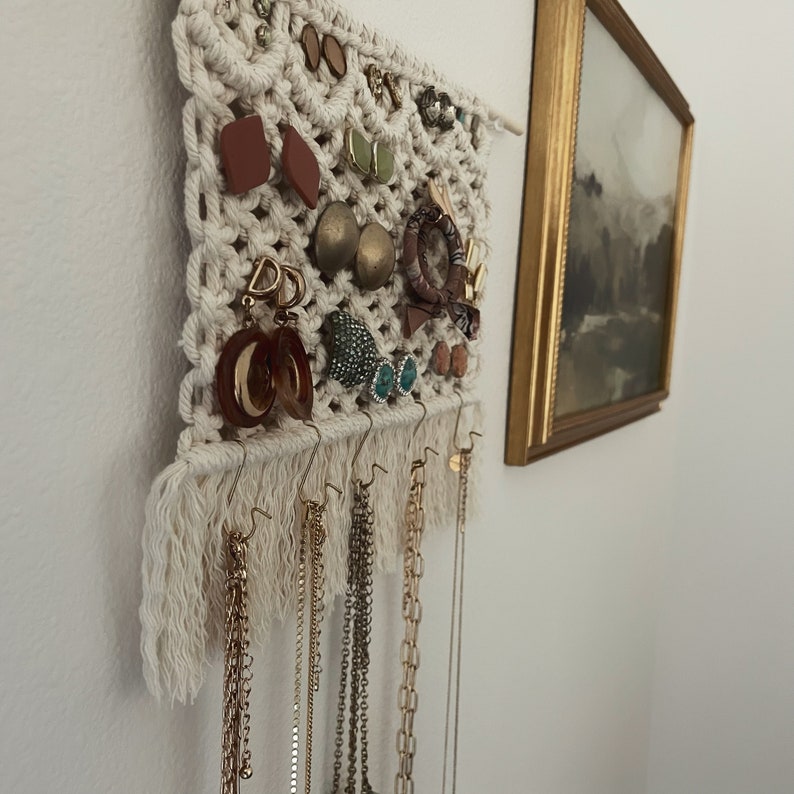 Macrame Earring and Necklaces Holder Macrame Jewelry Holder - Etsy