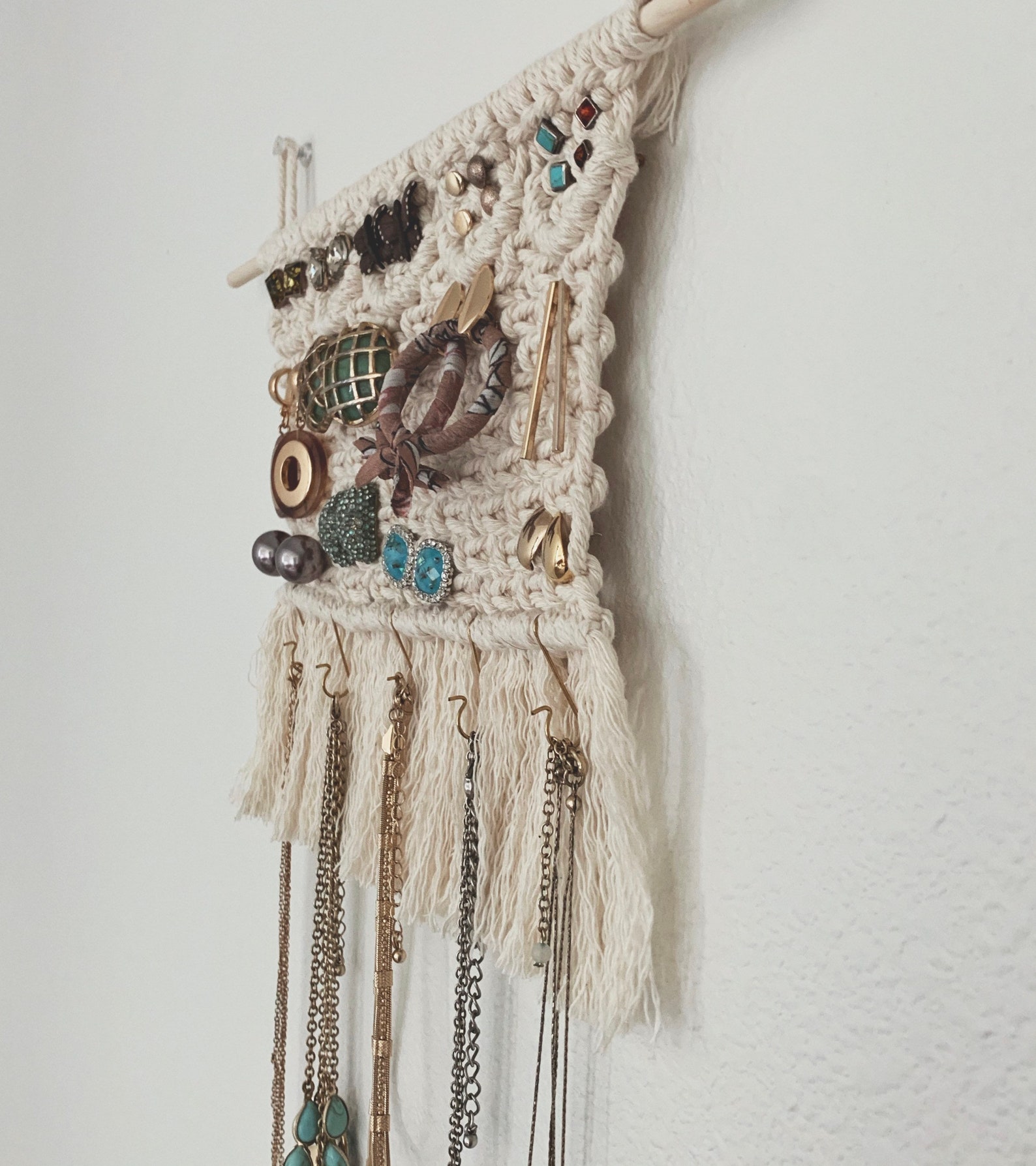 Macrame Earring and Necklaces Holder Macrame Jewelry Holder | Etsy