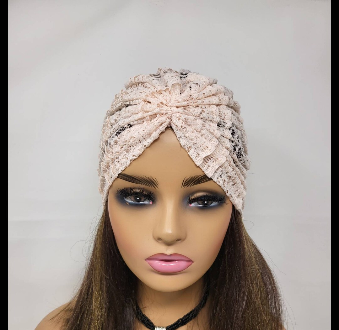 Ruffle Floral Lace Pleated Turban - Etsy
