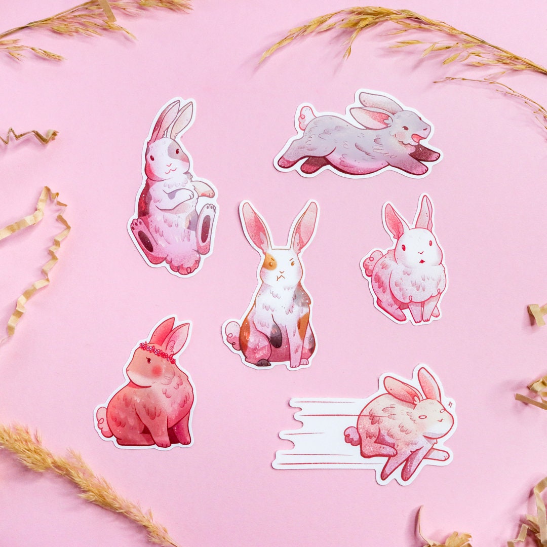 Cute Bunny Sticker Set | Spring Sticker | Rabbit Art | Bunny Art ...