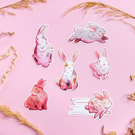 Cute Bunny Sticker Set Spring Sticker Rabbit Art Bunny - Etsy
