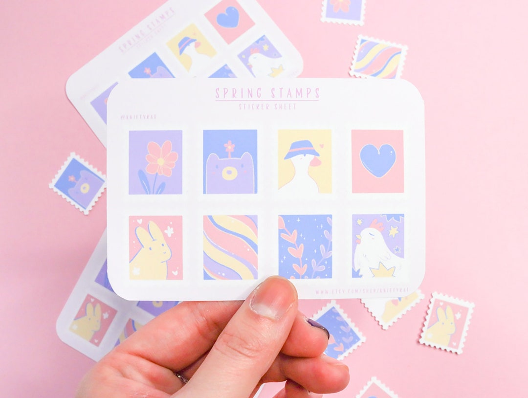 Spring Stamp Sticker Sheet | Cute Stationary | Spring Stickers | Matte ...
