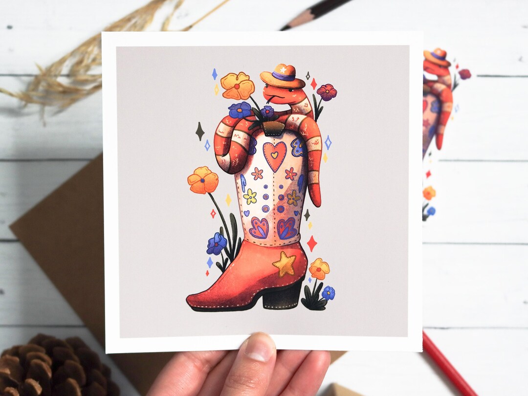 Snake in A Boot Print | Snake Art | Cute Print | Cowboy Print | Cowgirl ...