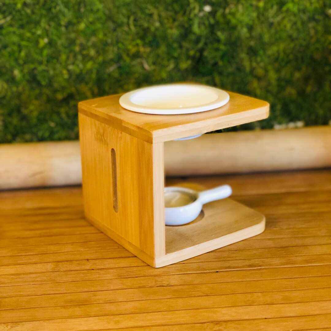 Bamboo Wax Melt Burner Tea Light Burner Candle Wax Burner Oil Diffuser ...