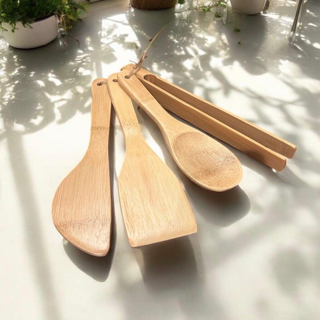 Bamboo Kitchen Utensil Set: Eco-friendly Cooking Tool Bundle - Etsy
