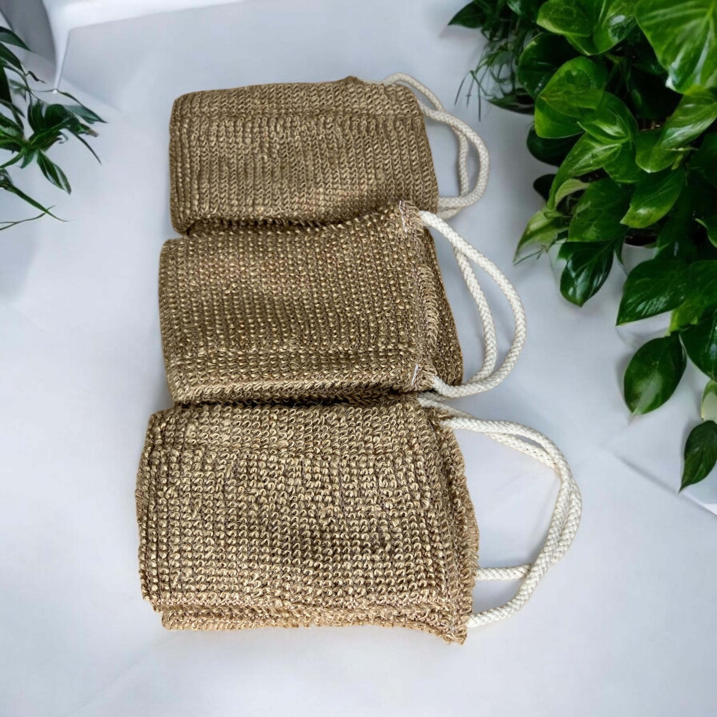 Natural Sisal Back Scrubber Strap – Exfoliating Linen Back Scrub for ...