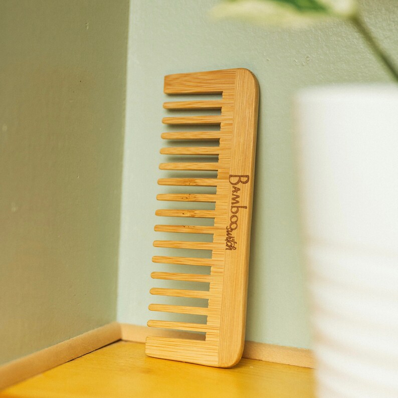 Bamboo Wide Tooth Detangling Comb Natural Plastic Free - Etsy