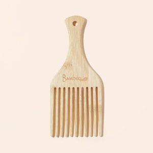 Bamboo Hair Pick: Natural Afro & Curly Hair Styling - Etsy