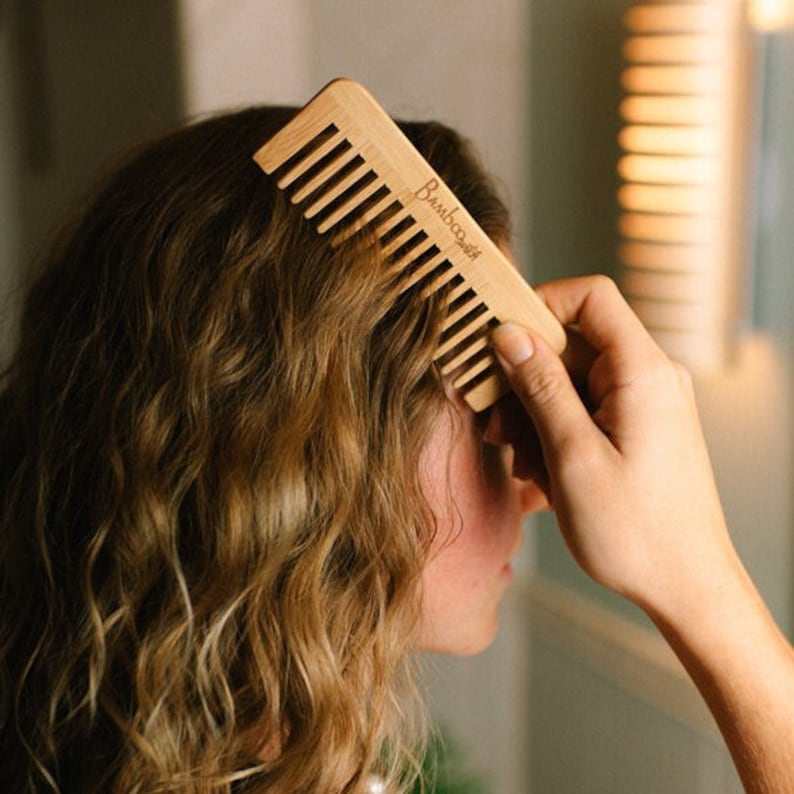 Bamboo Wide Tooth Detangling Comb | Natural | Plastic Free | Curly Hair ...