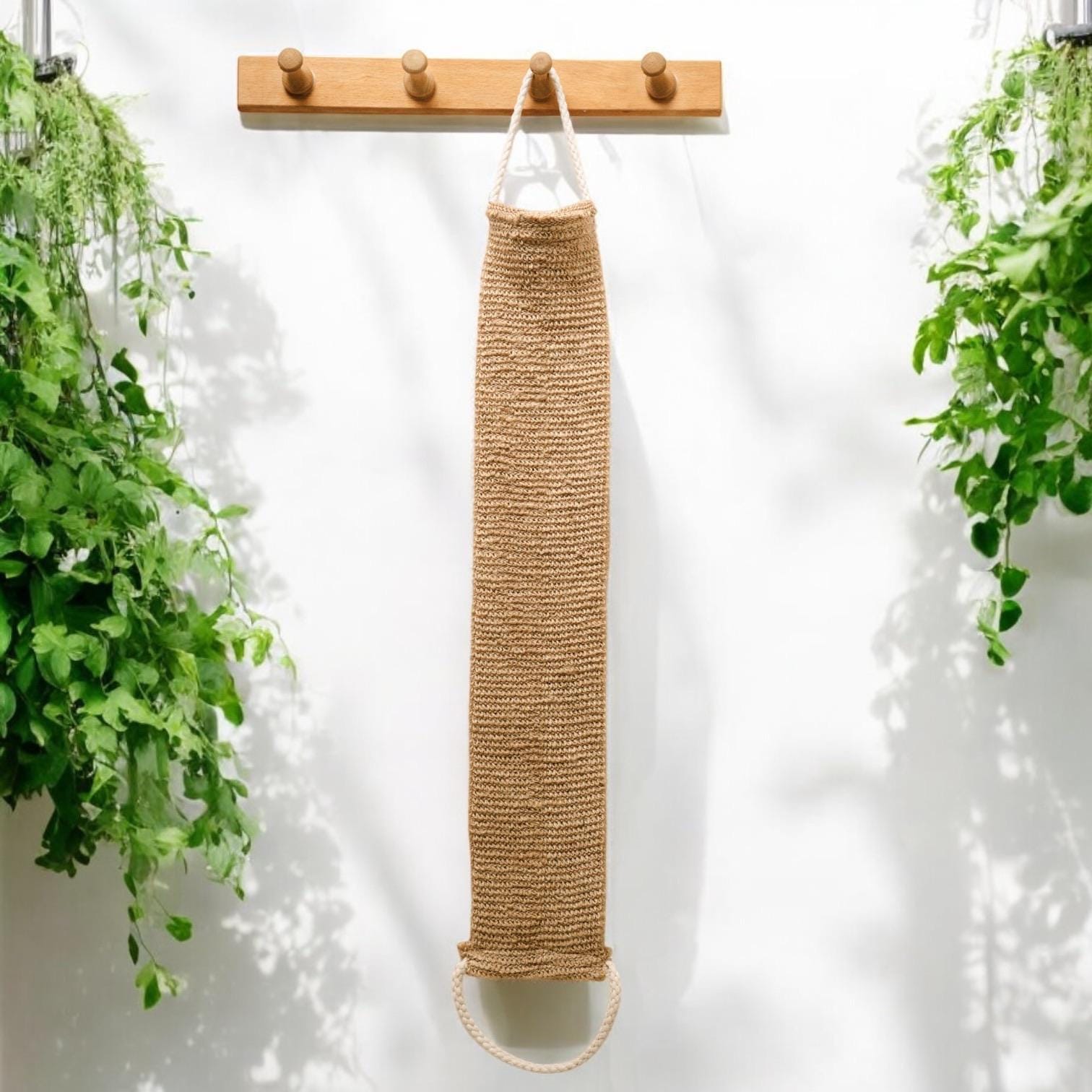 Natural Sisal Back Scrubber Strap – Exfoliating Linen Back Scrub for ...