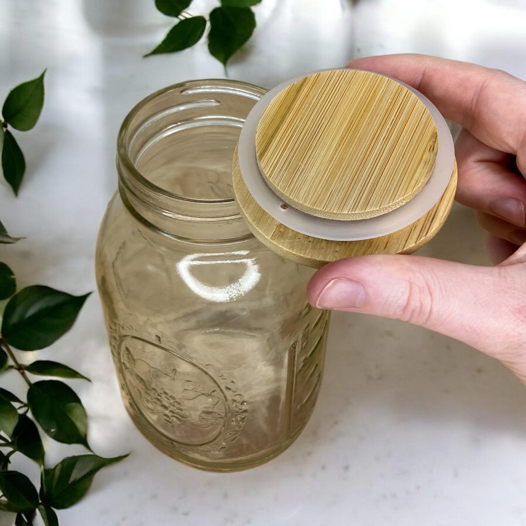 5x Bamboo Mason Jar Lid | Standard Size | Reusable | Eco-friendly Food ...