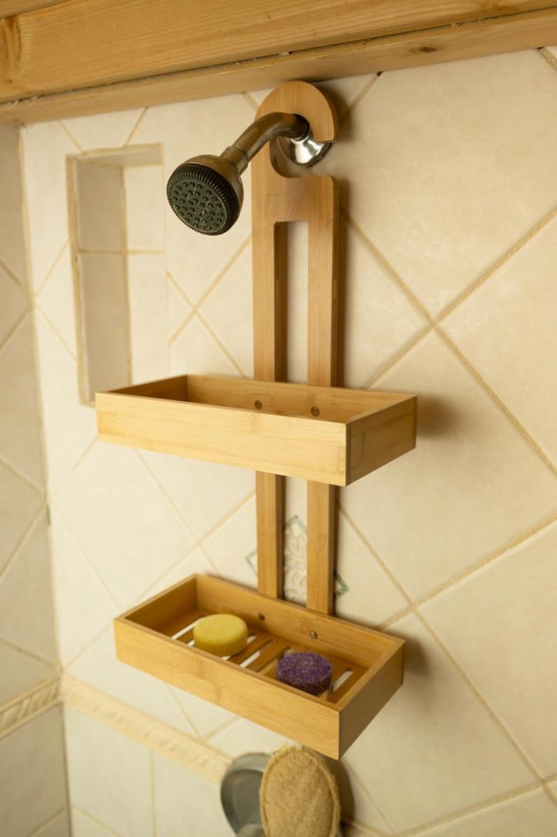 Bamboo Overhead Shower Caddy - Etsy