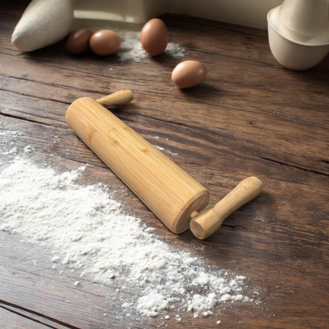 Bamboo Rolling Pin With Handles | Ergonomic | Baking and Cooking Roller ...
