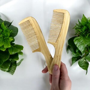 Bamboo Hair Comb With Handle: Eco-friendly Detangling - Etsy