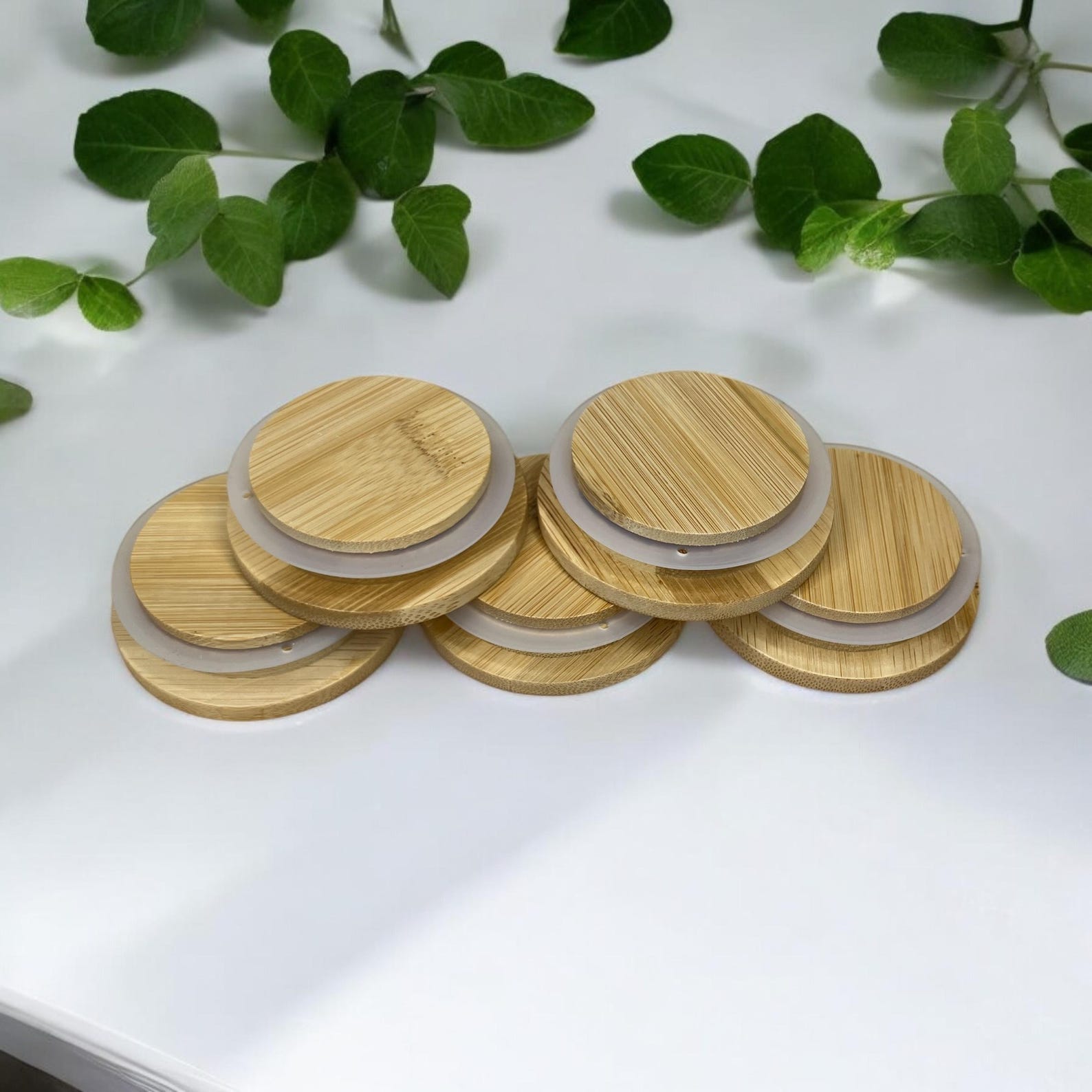 5x Bamboo Mason Jar Lid | Standard Size | Reusable | Eco-friendly Food ...