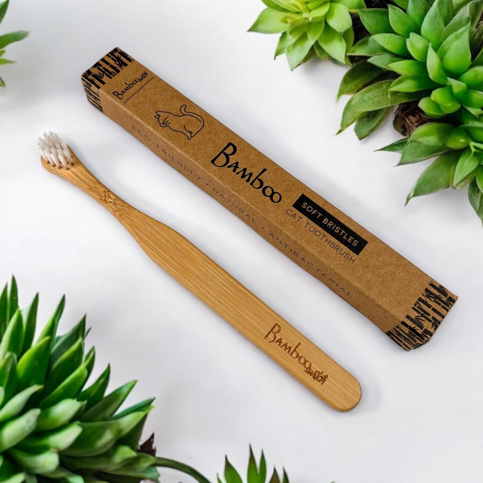 Bamboo Cat Toothbrush | Eco-friendly Natural Bristles | Plastic-free ...