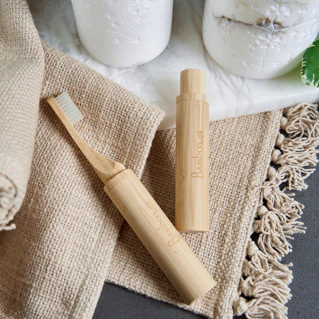 Bamboo Travel Toothbrush With Case: Eco-friendly, Natural Bristles - Etsy