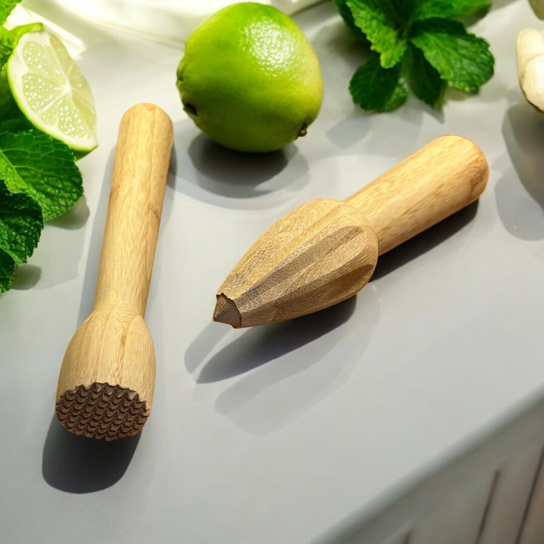 Bamboo Citrus Drill and Bamboo Cocktail Muddler Set | Cocktail Making ...