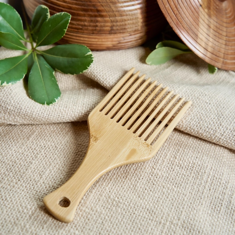 Bamboo Hair Pick: Natural Afro & Curly Hair Styling - Etsy