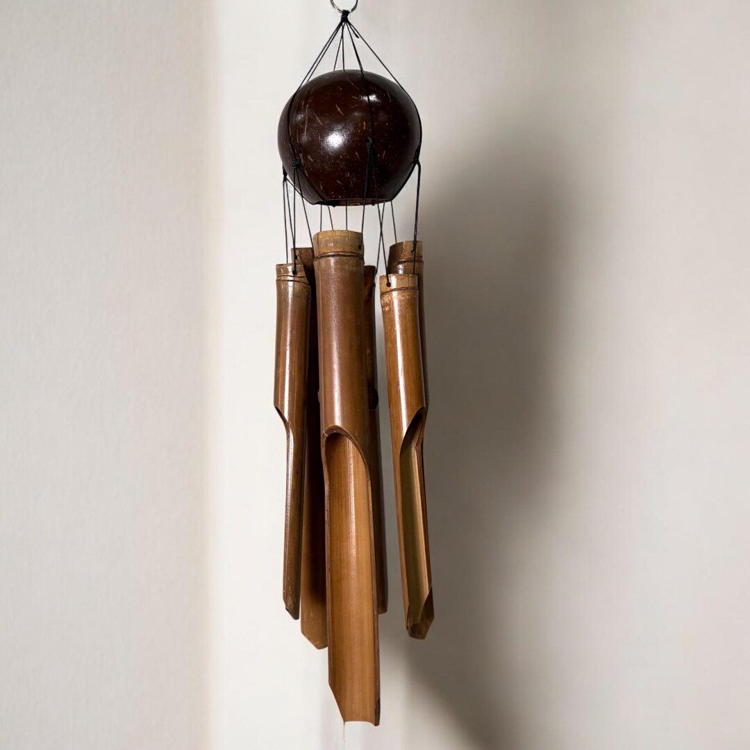 Whole Coconut and Bamboo Wind Chime | Natural | Eco-friendly | Tiki Bar ...