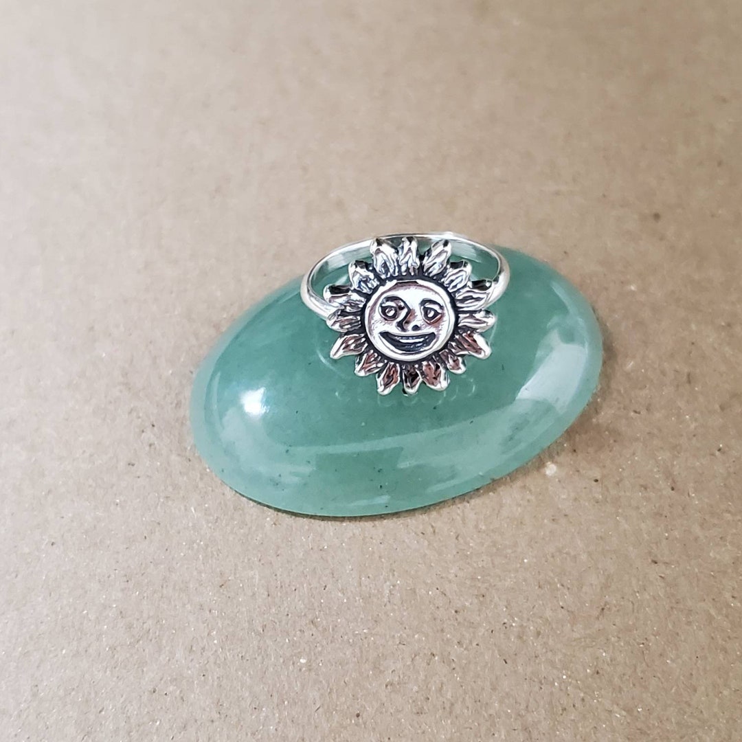 Sterling Silver Charm Sunface Ring | Lady Ring Size 6 to 9 | Happy Face ...