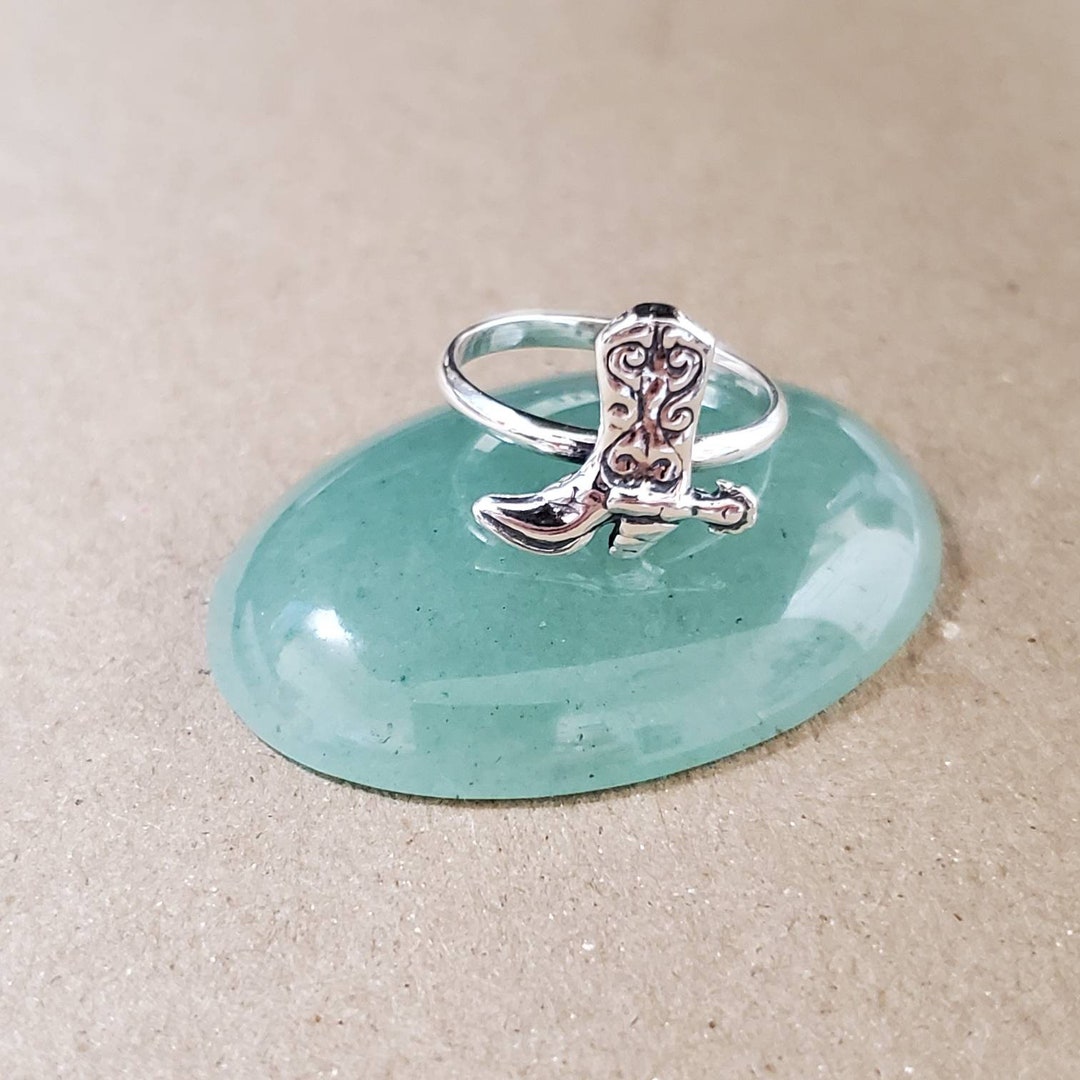 Q925 Sterling Silver Charm Cowboy Boot Ring | Lady Ring Size 6 to 9 US ...