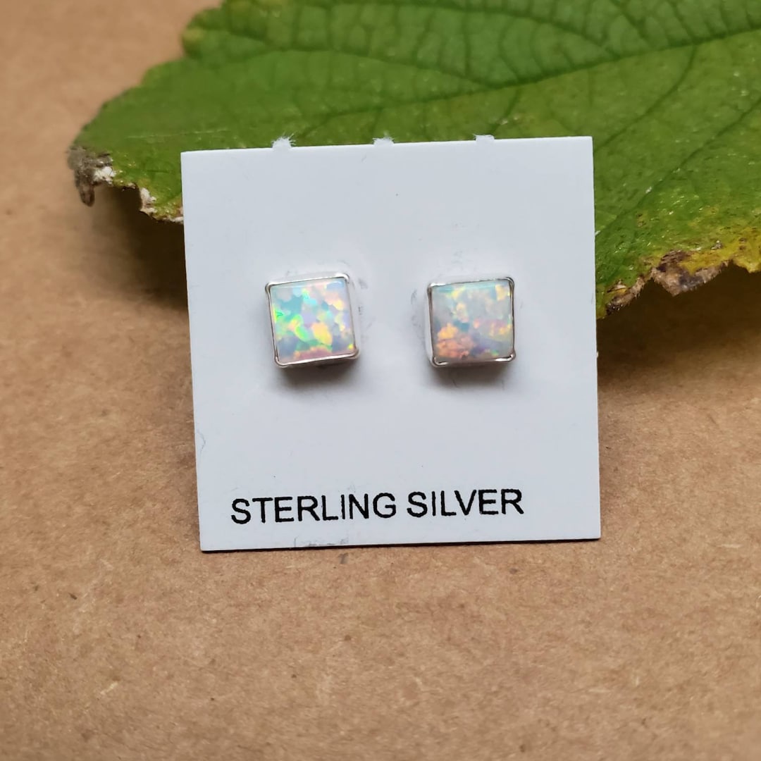 Sterling Silver Fire Opal Studs | Mini Opal | Opal Stud Earrings | 5mm ...