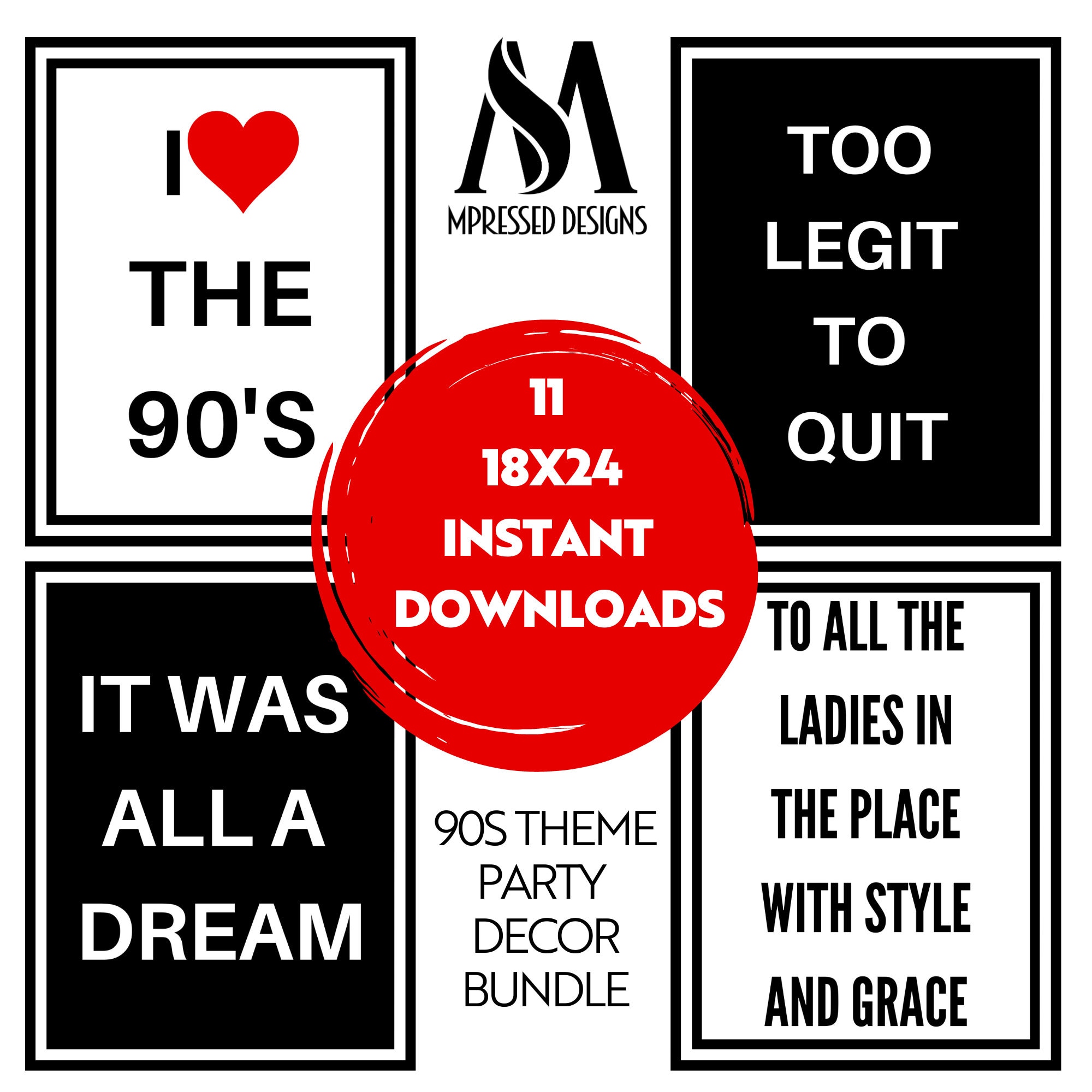 90s Party Printables\ House Party Instant Download/ 1990s Throwback ...
