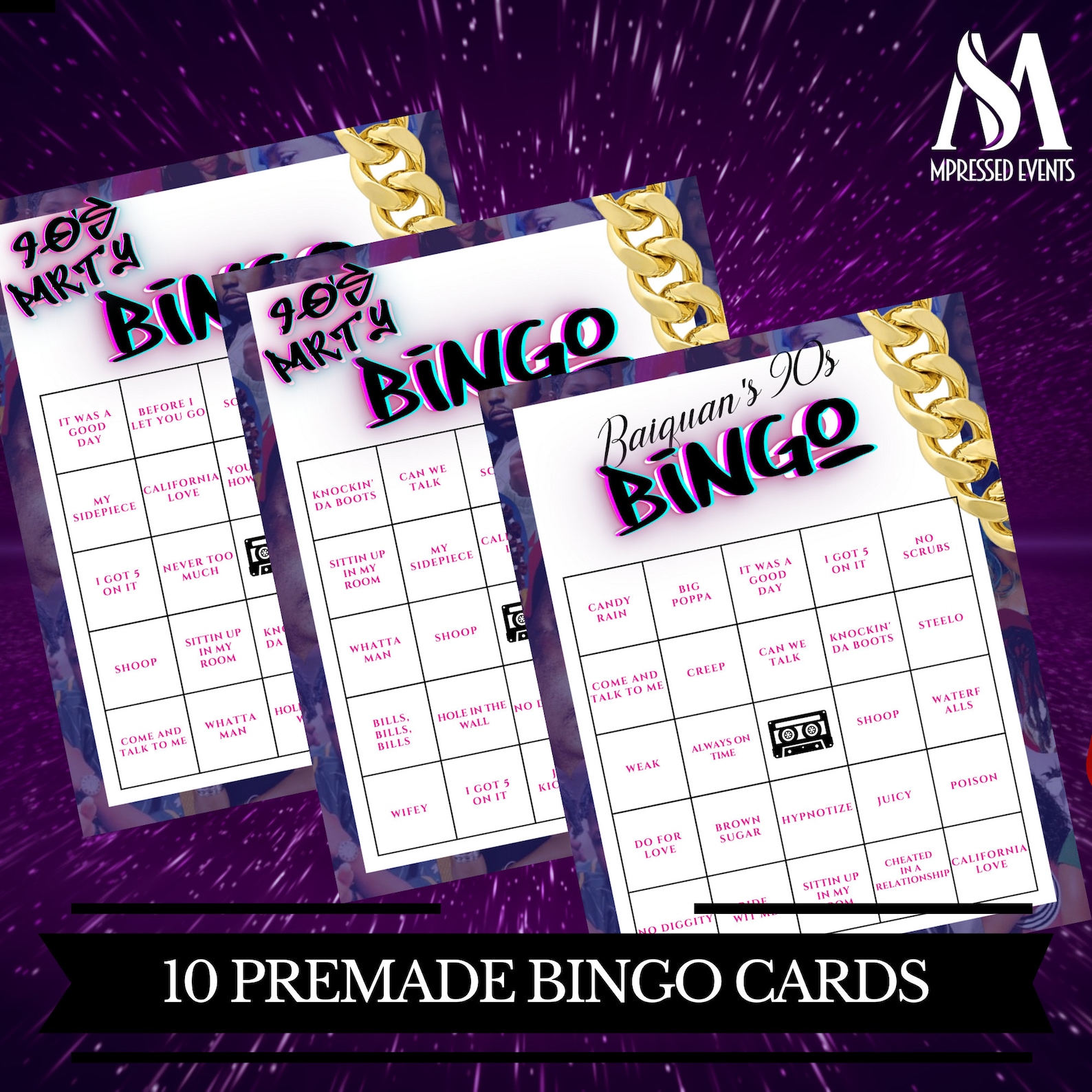 90s Theme Bingo Cards / Instant Download / House Party Flashback ...