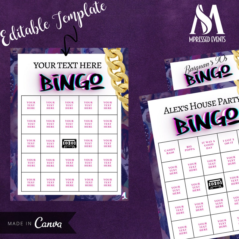 Custom 90s Theme Bingo/ House Party Flashback / Printable 1990s ...