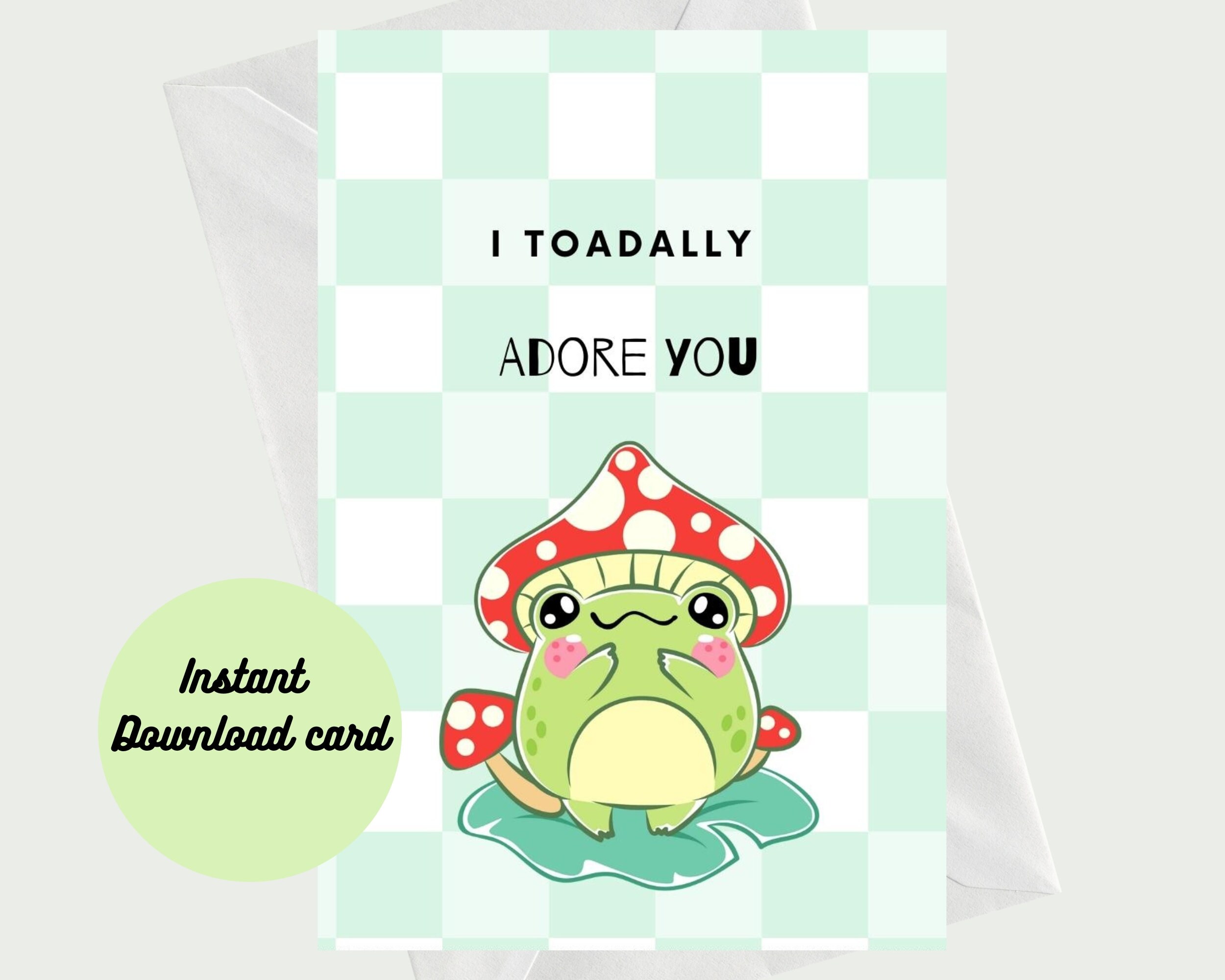 Dopamine Printable TOAD FROG Greetings Card Mushroom Toadstool Card for ...