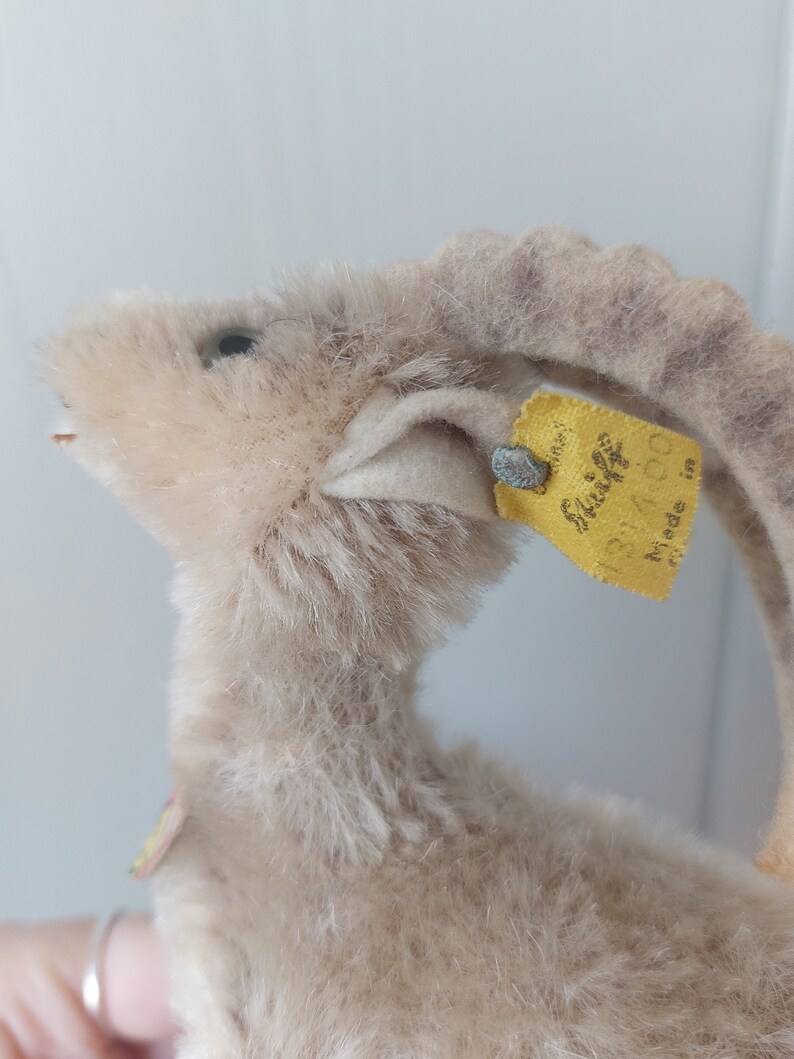 Steiff Mountain Goat ROCKY Original Mohair, Green Glass Eyes Button ...