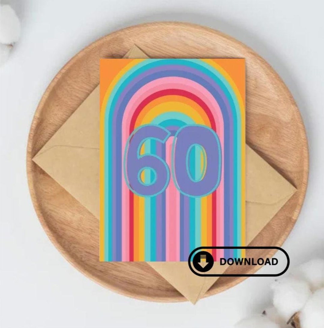 Instant Download Retro 60th Birthday Card Sixty Birthday Card Fun ...