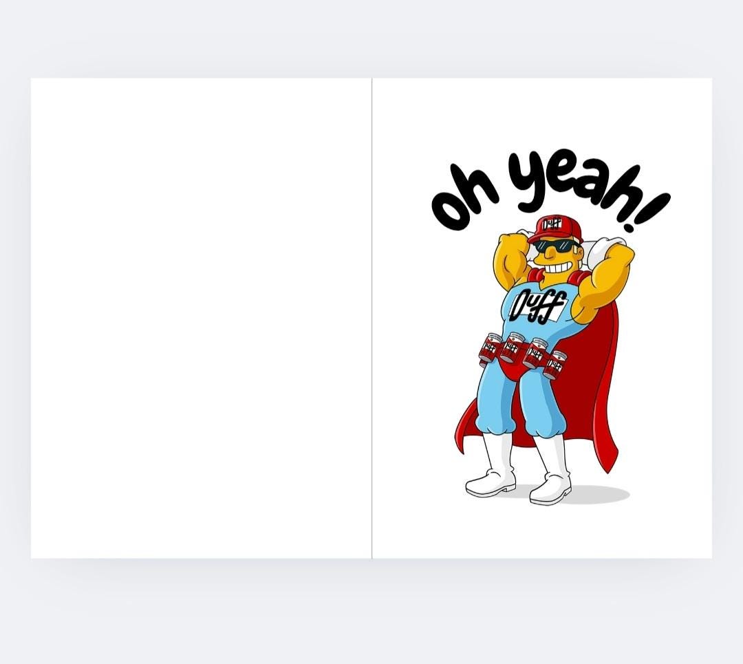 Instant Download Simpsons Duff Man Funny Birthday Card Printable ...
