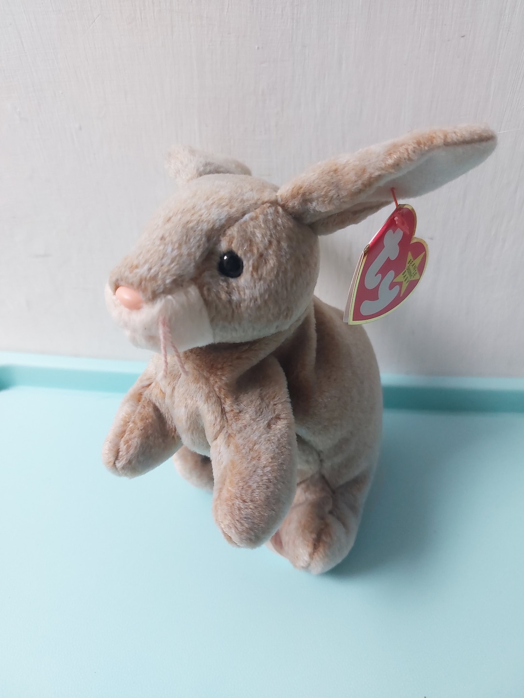 NIBBLY Grey Rabbit Ty Beanie Baby Plush Toy Stuffed Animal Hare ...