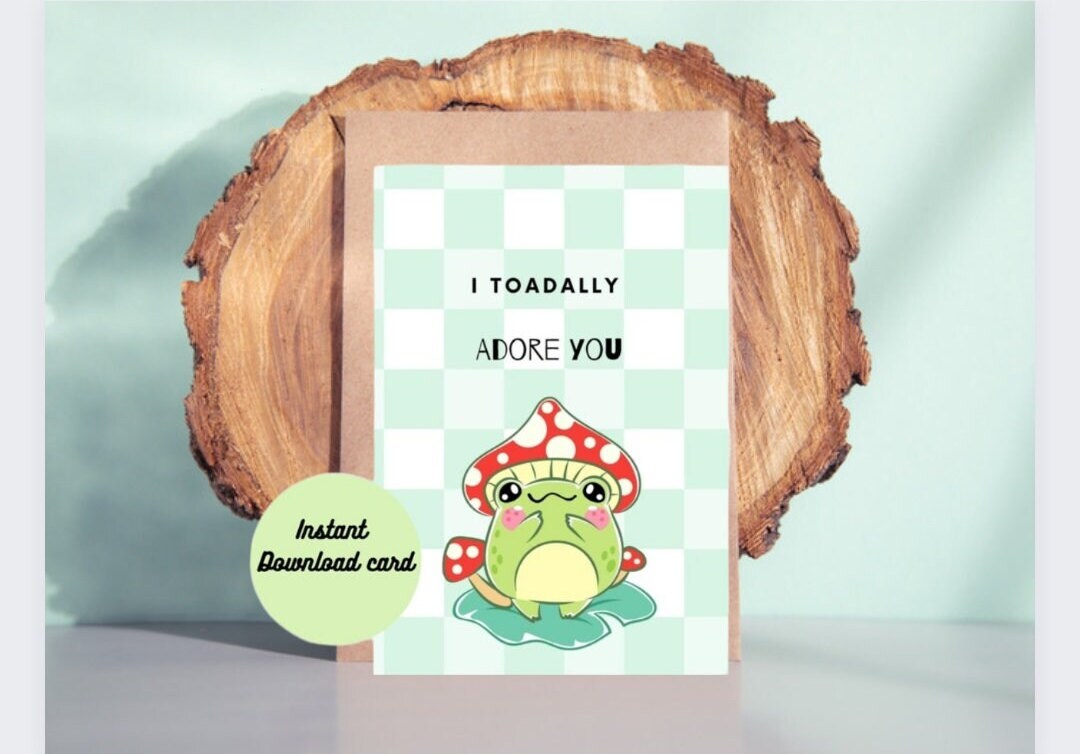 Dopamine Printable TOAD FROG Greetings Card Mushroom Toadstool Card for ...