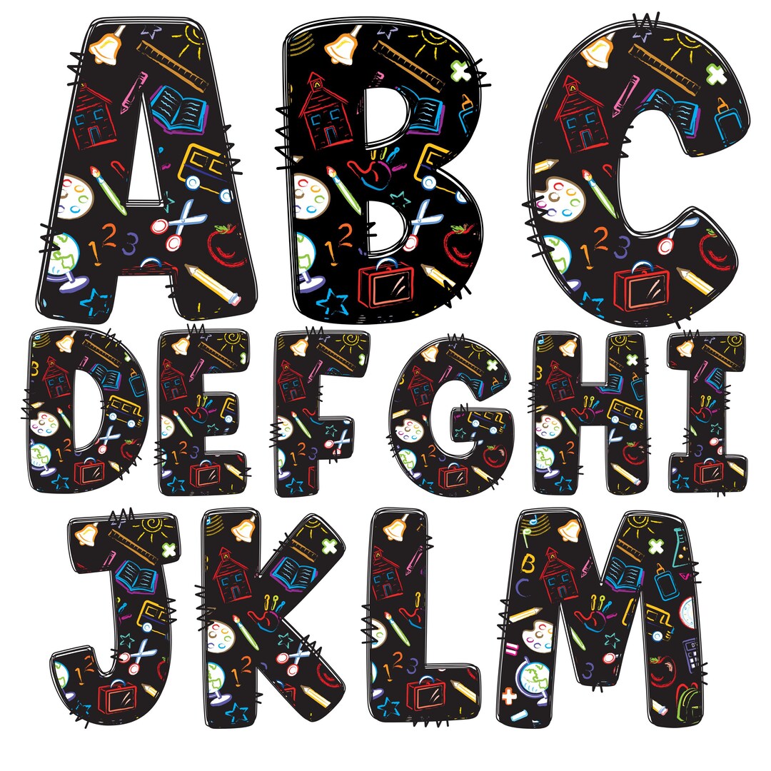 Teacher Alphabet PNG Bundle (3 Styles + Free Designs) | School Letters ...