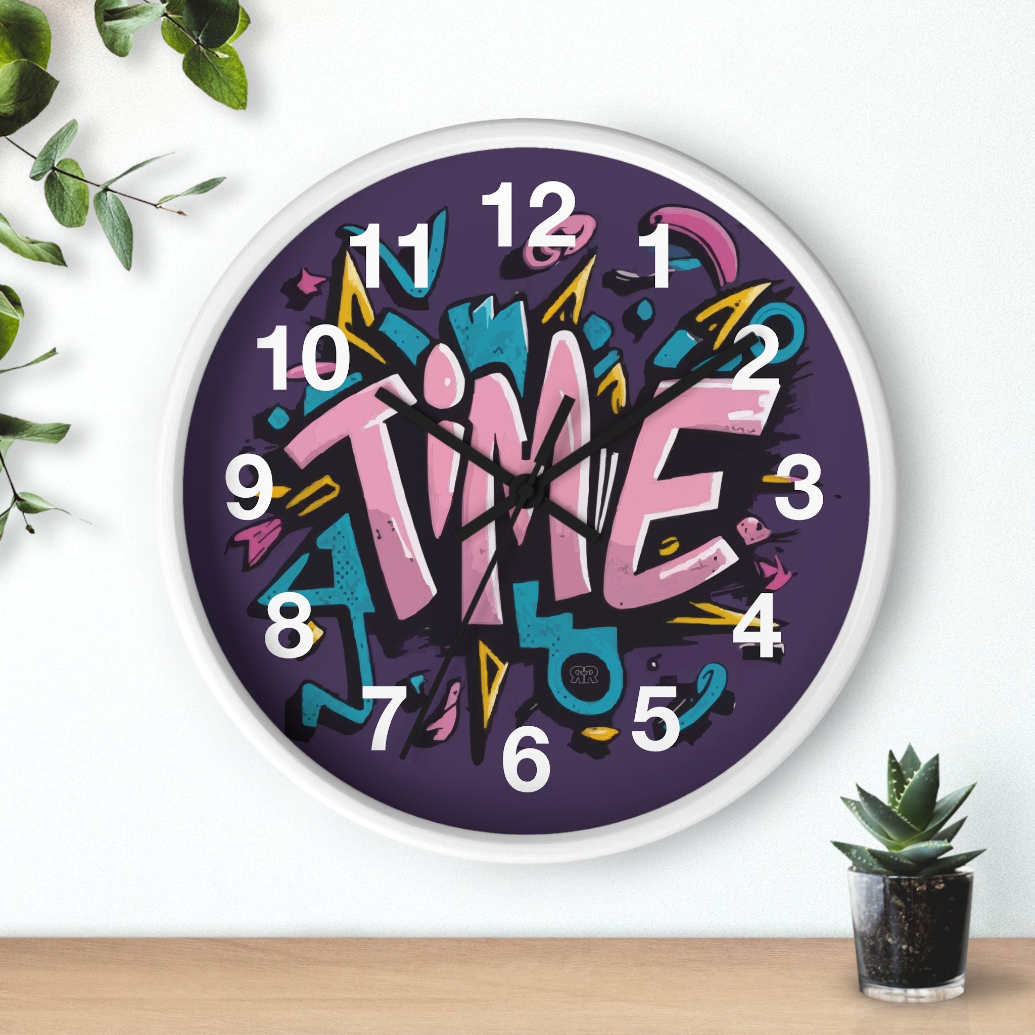 TIME Graffiti Style Wall Art Clock Stylish Unique Urban Decor Modern ...